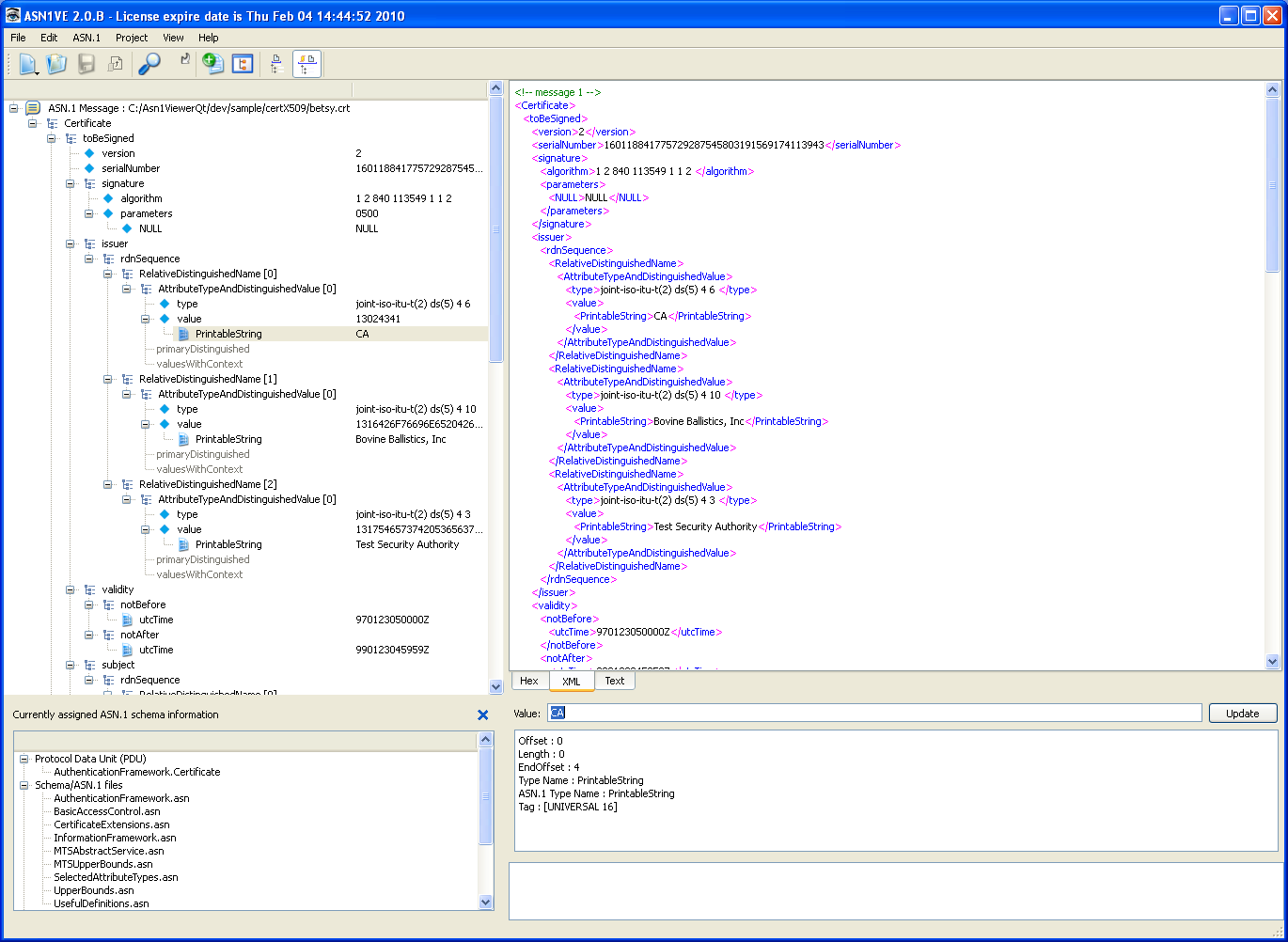 ASN.1 Viewer/Editor - ASN1VE